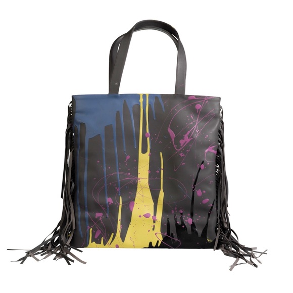 MAKA | Bags | New Dripping Paint Genuine Leather Fringe Bag | Poshmark